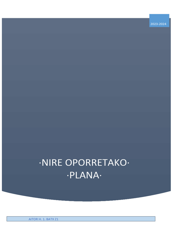 Nire Oporretako Plana - Docx Aitor | PDF