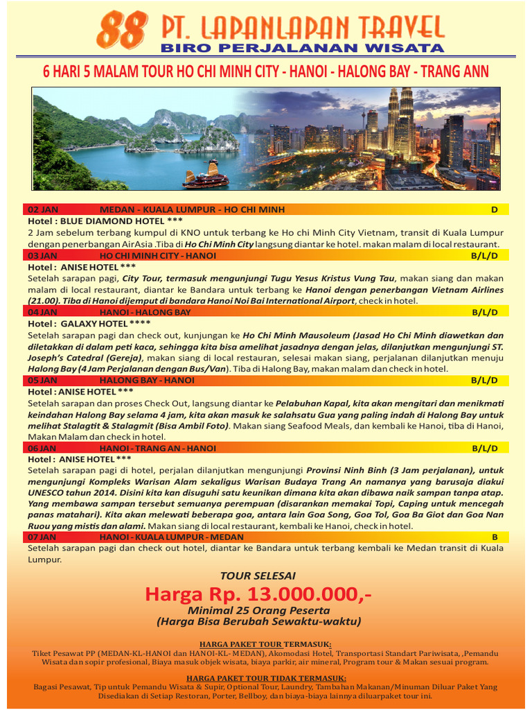 6h5m Ho Chi Minh City - Hanoi - Halong Bay - Trang Ann | PDF