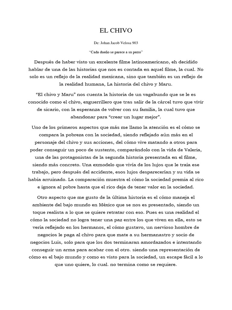 El Chivo y Maru: Reflexiones de Cambio | PDF
