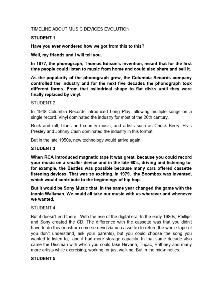 Timeline About Music Devices Evolution | PDF | Storage Media | Mass Media