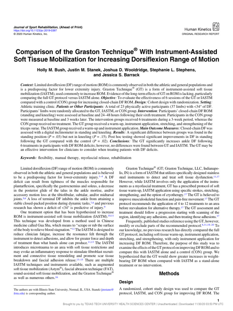 Comparison of The Graston Technique With Instrument-Assisted Soft ... Comparison of The Graston Technique With Instrument-Assisted Soft ...