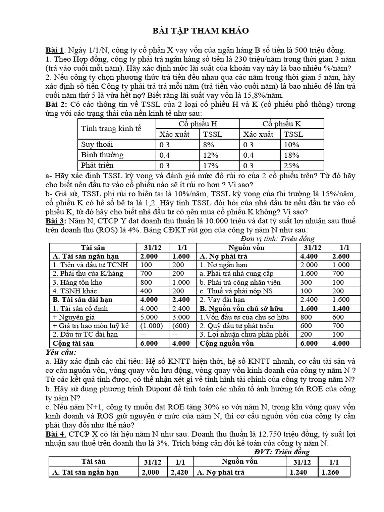 1 số bài tập TCDN1 tham khảo | PDF