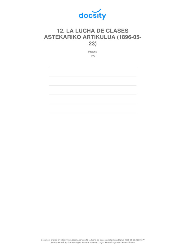 Docsity 12 La Lucha de Clases Astekariko Artikulua 1896-05-23 | PDF