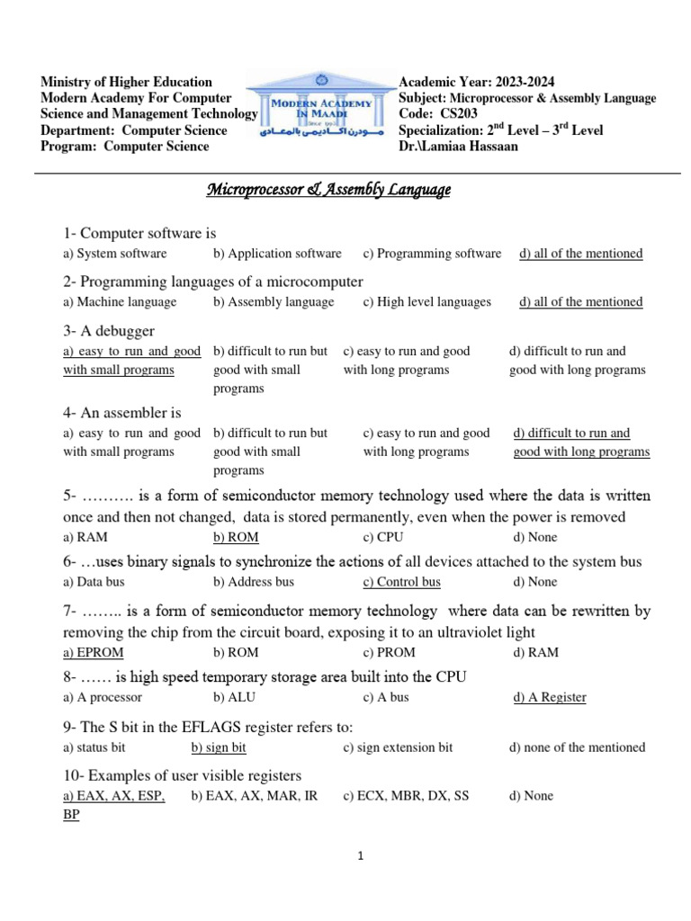 Revision Sheet Answers Moodle2023 | PDF | Programming | Computer Program