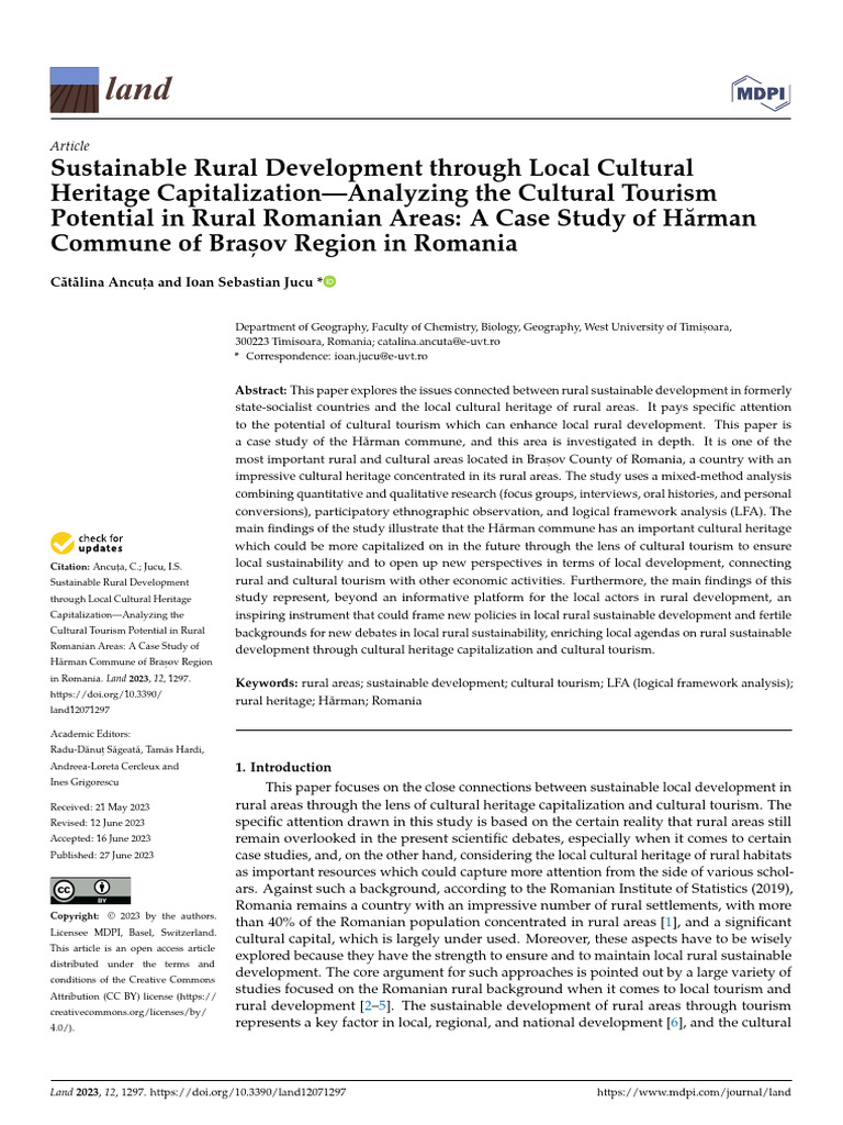 Land 12 01297 v2 | PDF | Sustainability | Sustainable Development