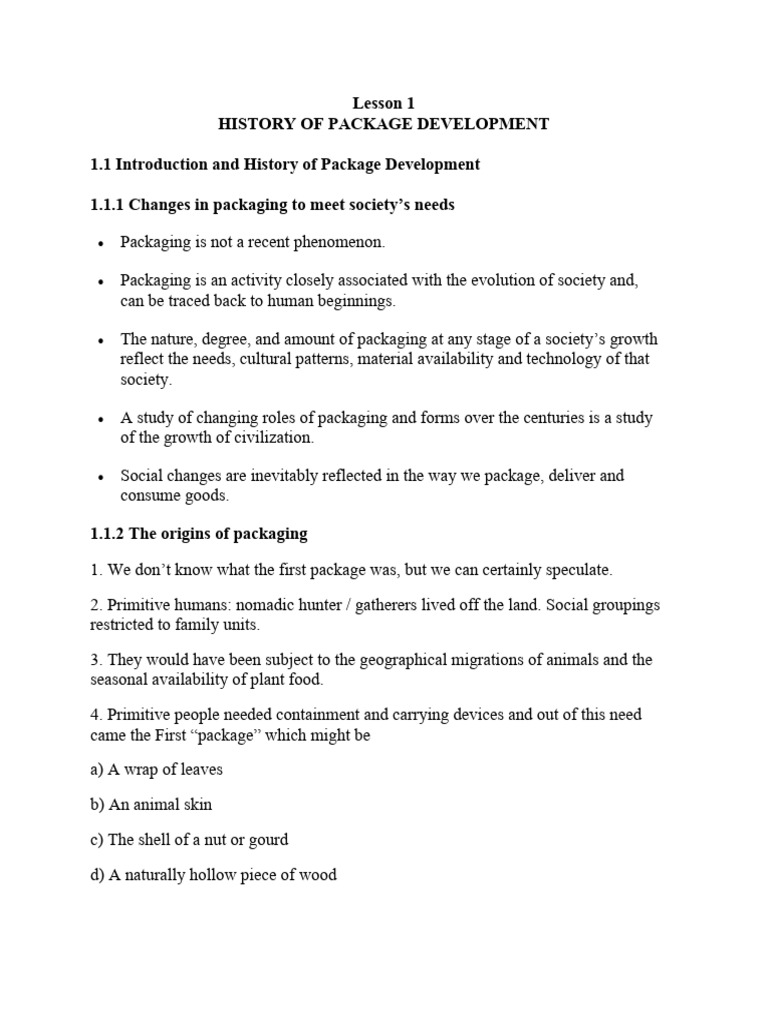History of Packaging Development | PDF | Packaging And Labeling ...