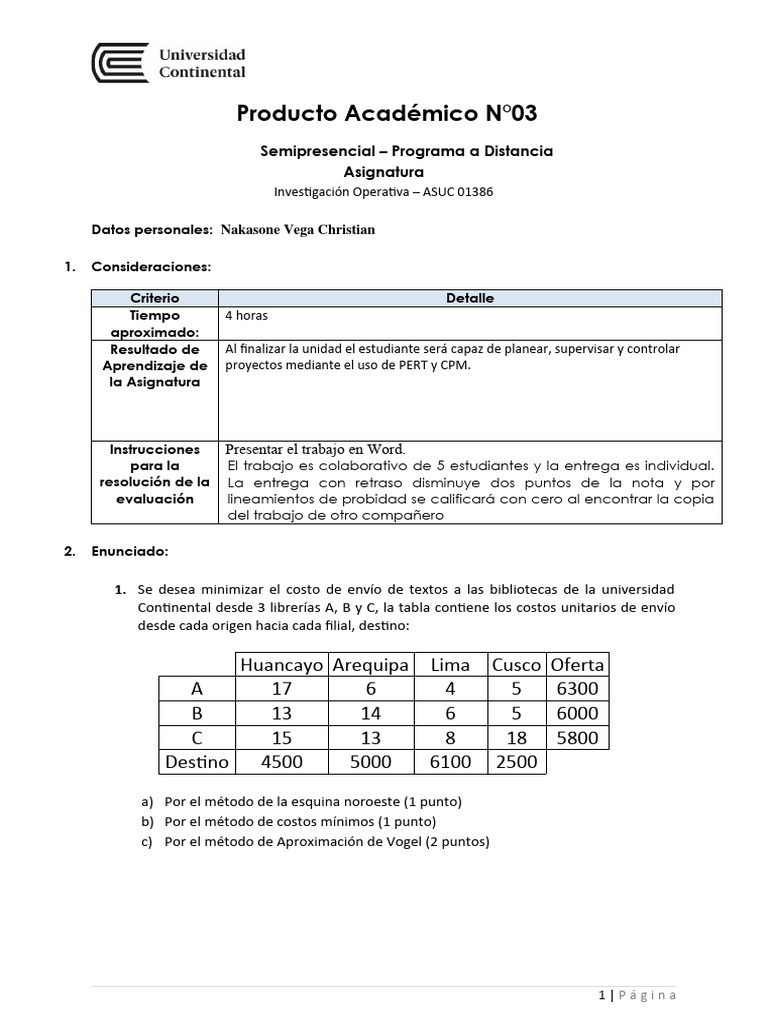 Pa 03 Investigacion Operativa 2023 20 A | PDF | Métodos y materiales de enseñanza