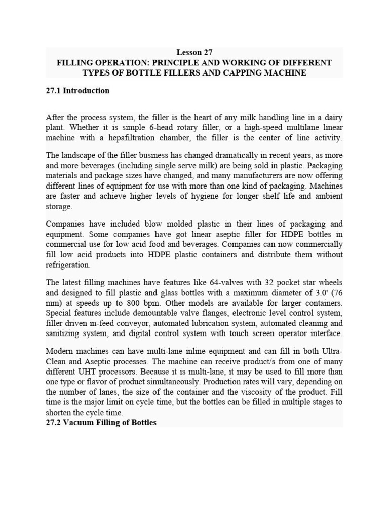 Filling Operationp Rinciple and Working of Different Types of Bottle ...