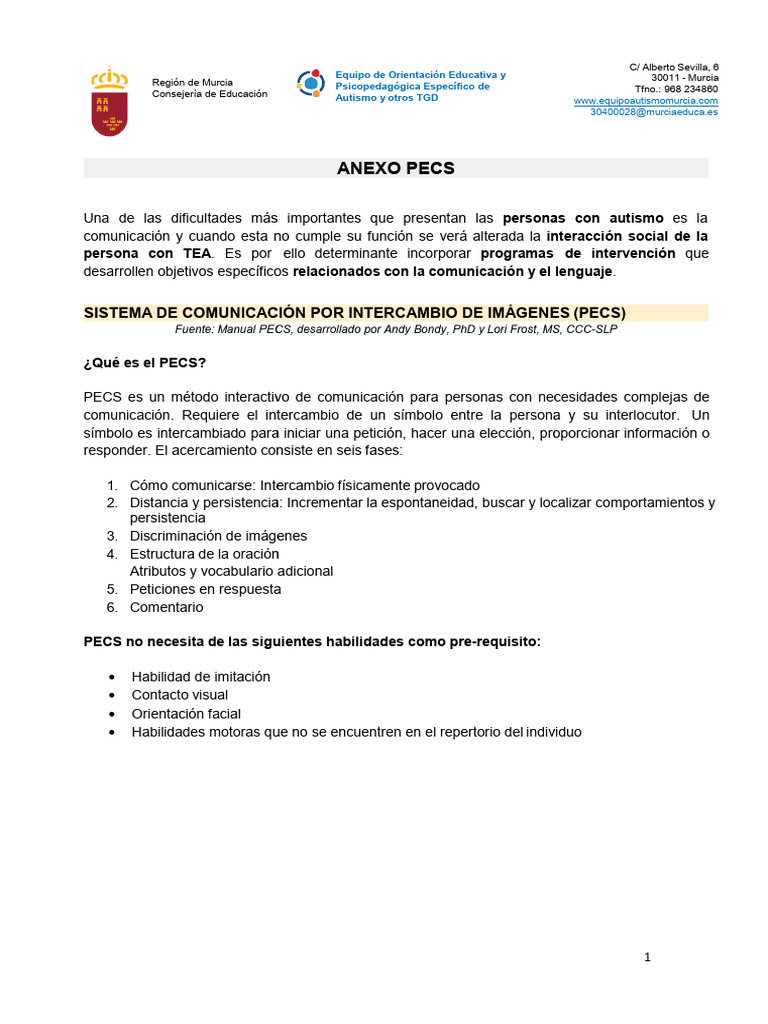 02-Anexo-PECS-2022 | PDF | Espectro autista | Comunicación