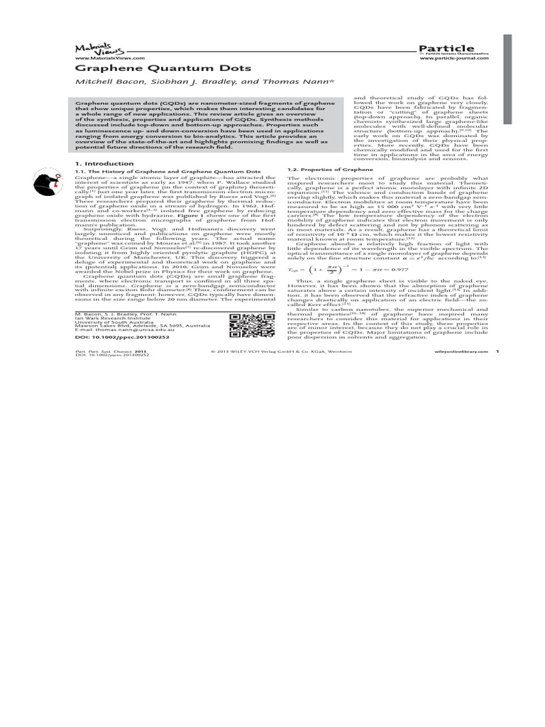 Sci-Hub - Graphene Quantum Dots. Particle & Particle Systems Characterization, 31 (4), 415-428 ...