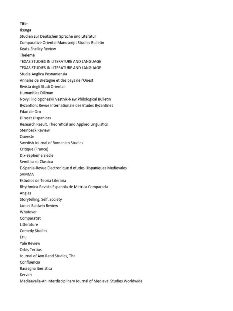 Academic Journal Titles Compilation | PDF