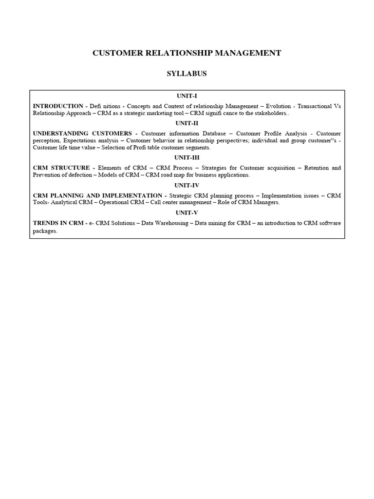 Customer Relationship Management Overview | PDF | Customer Relationship Management | Sales