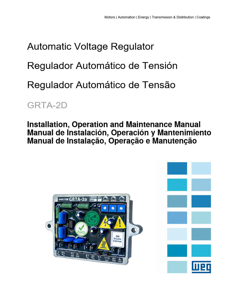 WEG Regulador Automatico de Tensao Grta 2d MGML07 00141 Manual ...