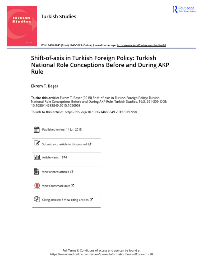 Shift-Of-Axis in Turkish Foreign Policy Turkish National Role ...