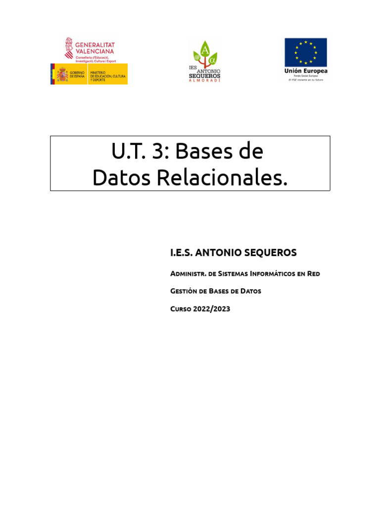 Bases de Datos Relacionales | PDF | Bases de datos | Base de datos relacional