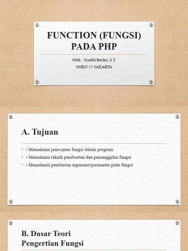 Function (Fungsi) Pada PHP | PDF