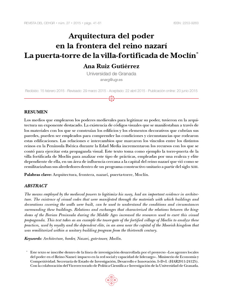 Torre-Puerta de Moclín: Poder Nazarí | PDF | Granada | Al Andalus