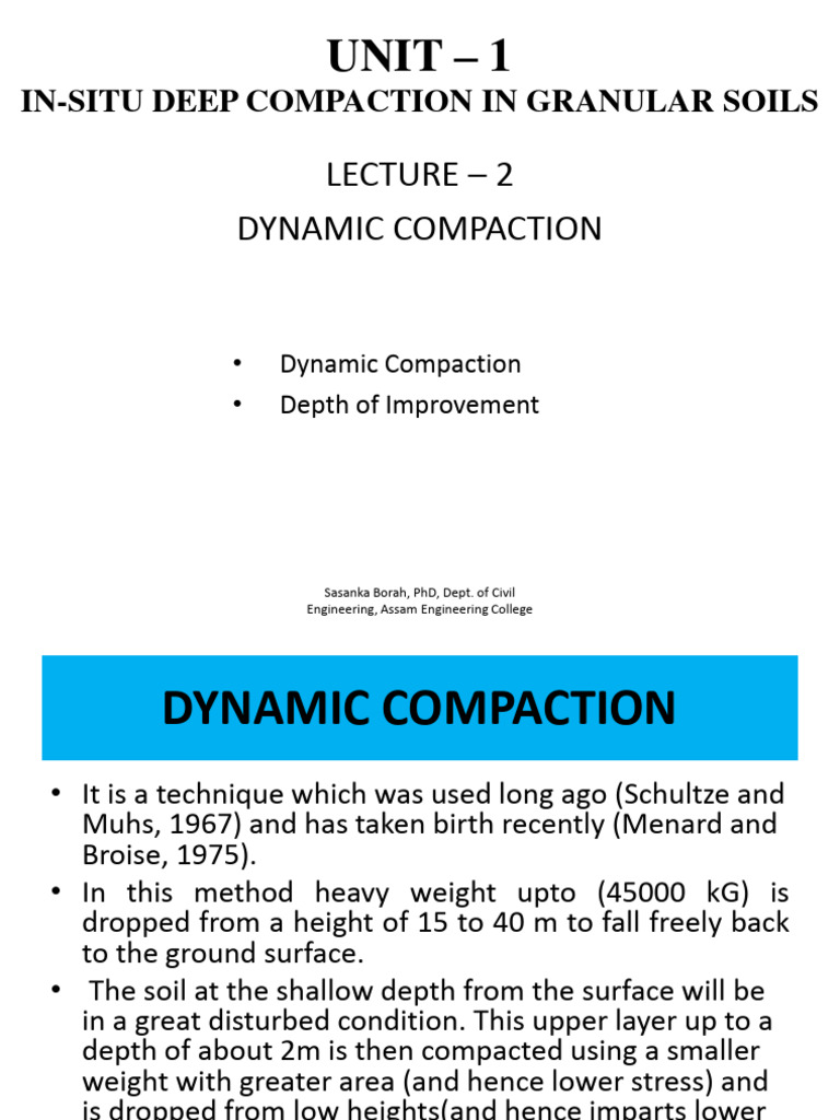 Unit 2 (L-2) - DYNAMIC COMPACTION | PDF | Landfill | Soil