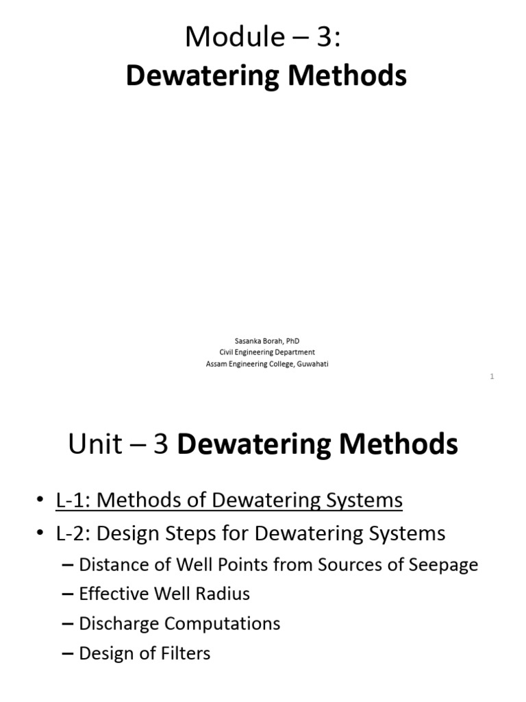 Unit-3 Dewatering Methods L-1 | PDF | Cathode | Materials