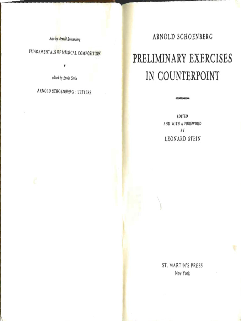 Arnold Schoenberg - Preliminary Exersises in Counterpoint | PDF