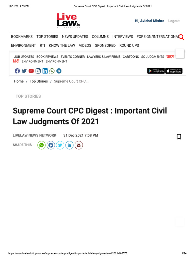 Supreme Court CPC Digest - Important Civil Law Judgments of 2021 ...