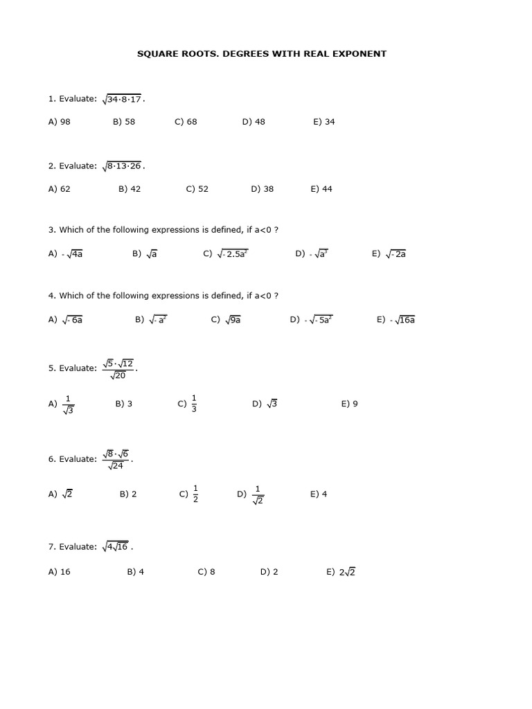 Algebra - 8 - Square Roots | PDF | Functions And Mappings | Ring Theory
