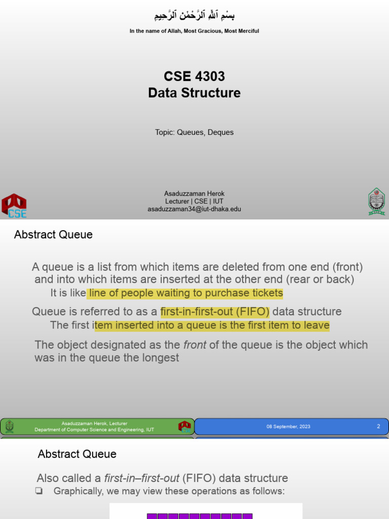 Lecture 04 - Queues, Deques | PDF
