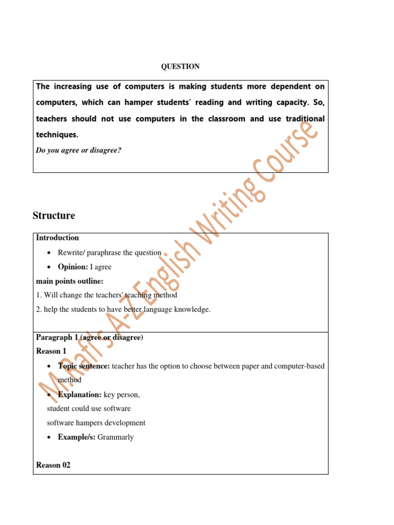 Template essay | PDF | Teaching Method | Reason