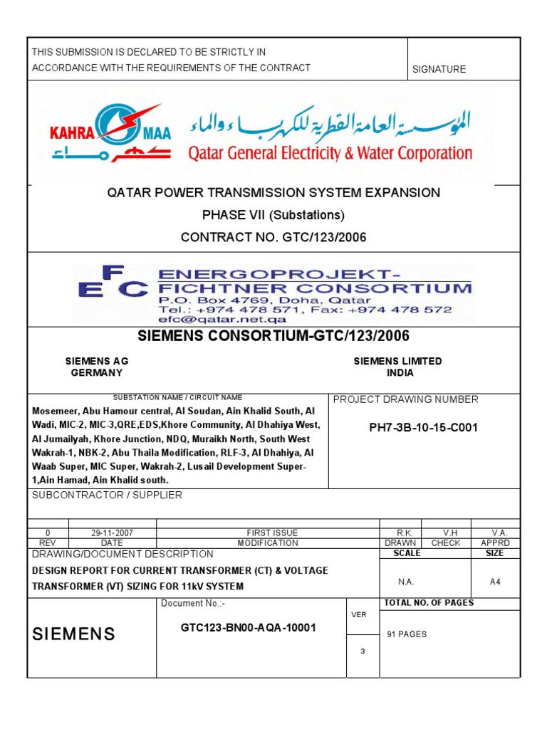 CT Sizing Calculation of 11kV System-Rev0-Ver3 | PDF | Transformer | Relay