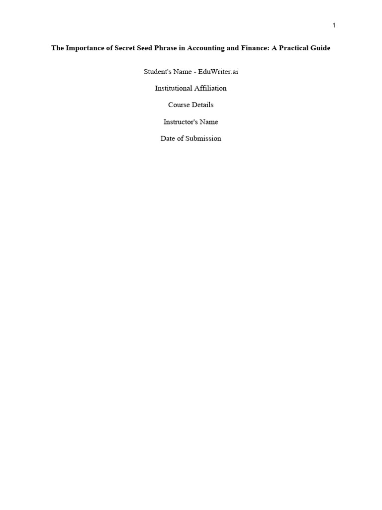 Secret Seed Phrase | PDF | Computer Security | Security