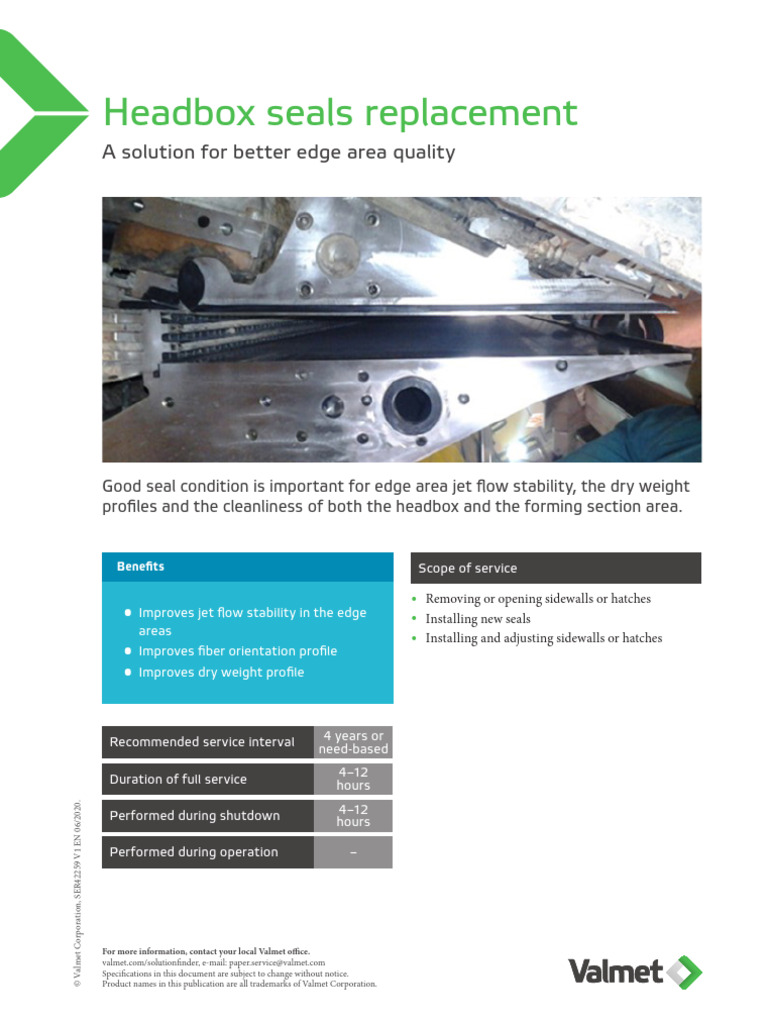 Headbox Seals Replacement - Flyer | PDF
