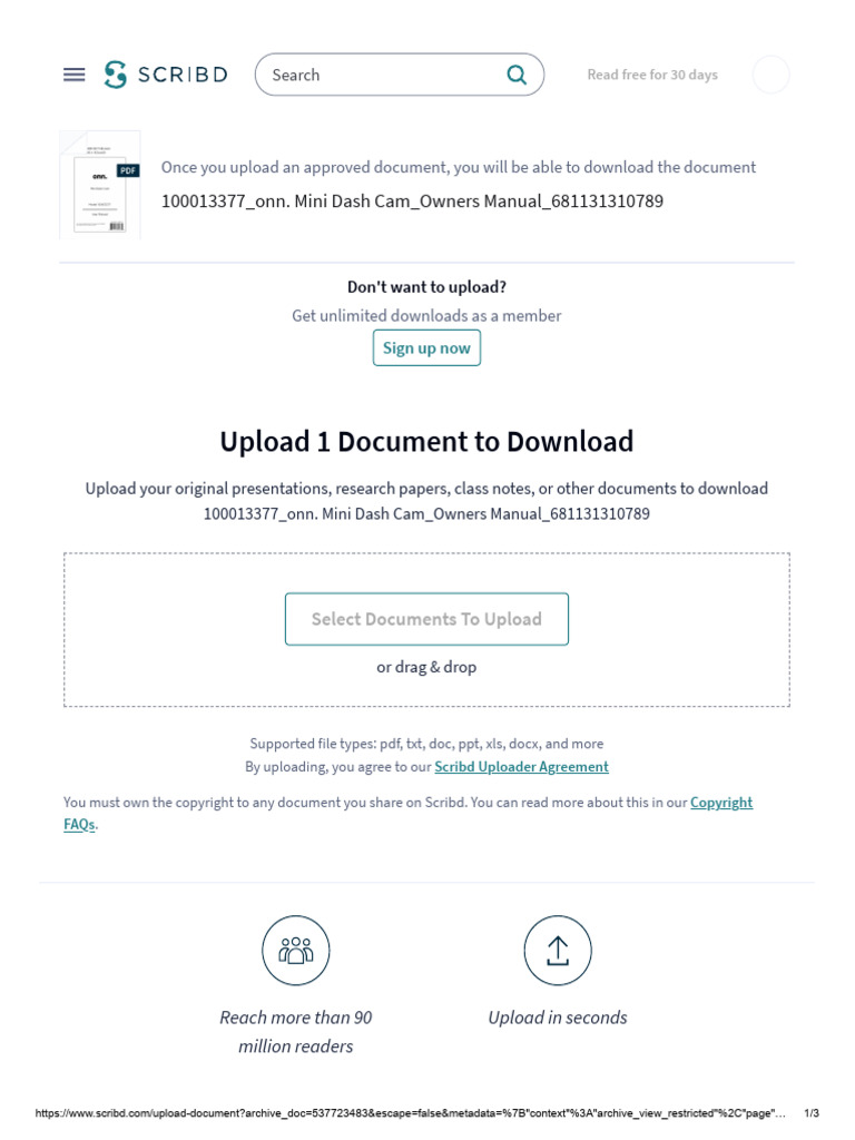 Onn Dash Cam Upload PDF | PDF | Scribd | Information Technology
