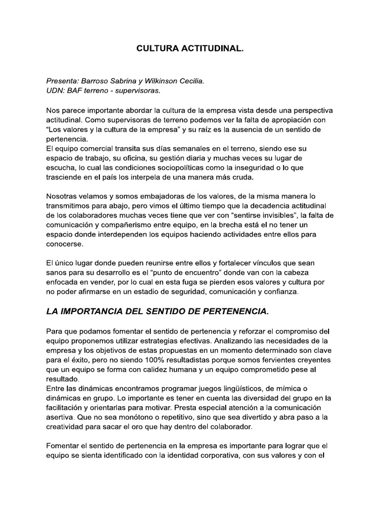 Cultura Actitudinal | PDF