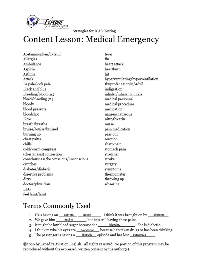 Content Lesson Medical Emergency 2 | PDF