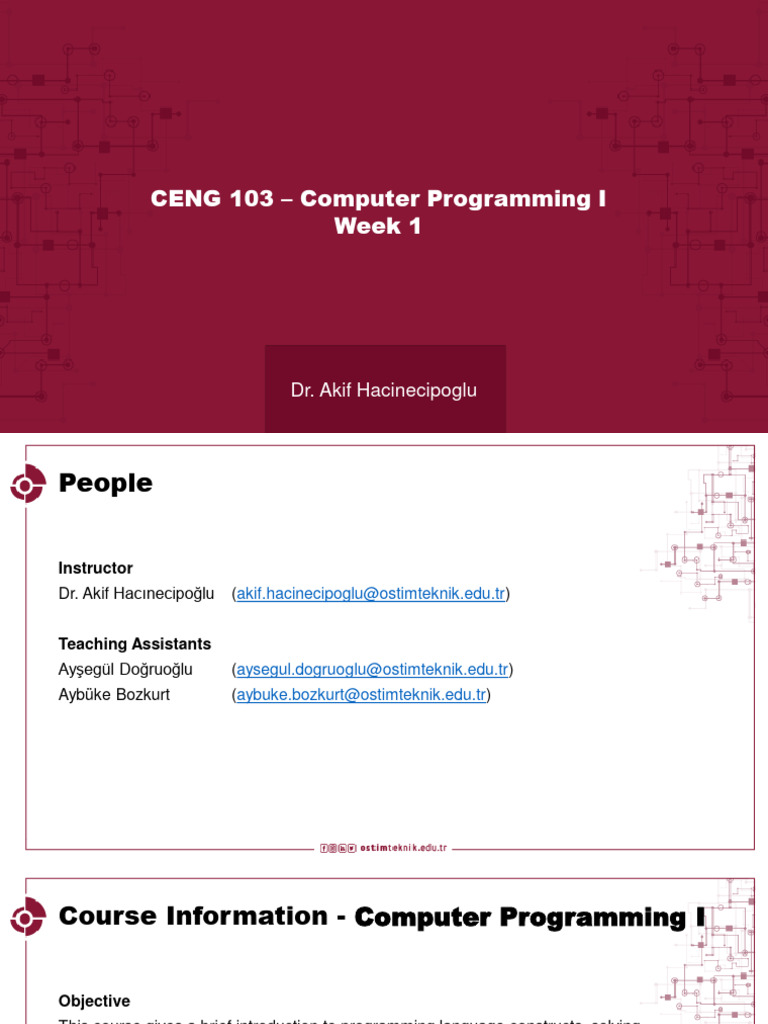 CENG103 Week1 LN | PDF | Computer Data Storage | Computer Programming