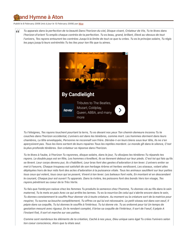 Grand Hymne À Aton | PDF | Poésie