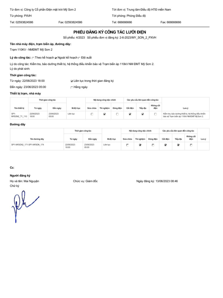 PhieuDangKyCongTacLuoi MS2 22.6 | PDF