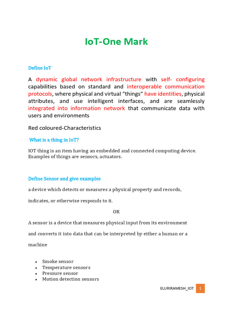IoT-Short 1m | PDF | Internet Of Things | Electronics