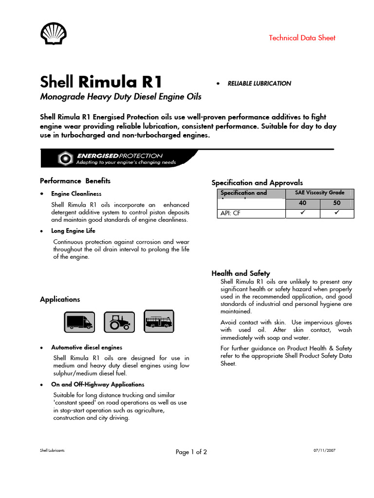 Shell Rimula R1 | PDF | Mechanical Engineering | Liquids