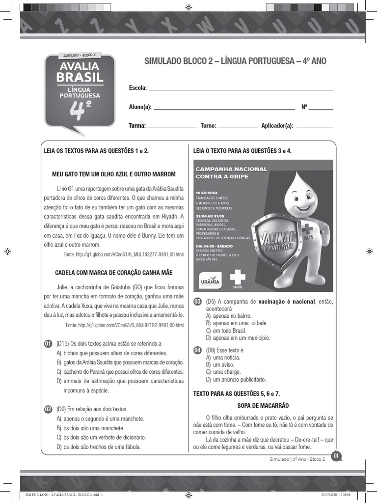 Sim Por 4ano - Avalia Brasil - Bloco 2 Final | PDF | Desmatamento | Floresta Amazônica