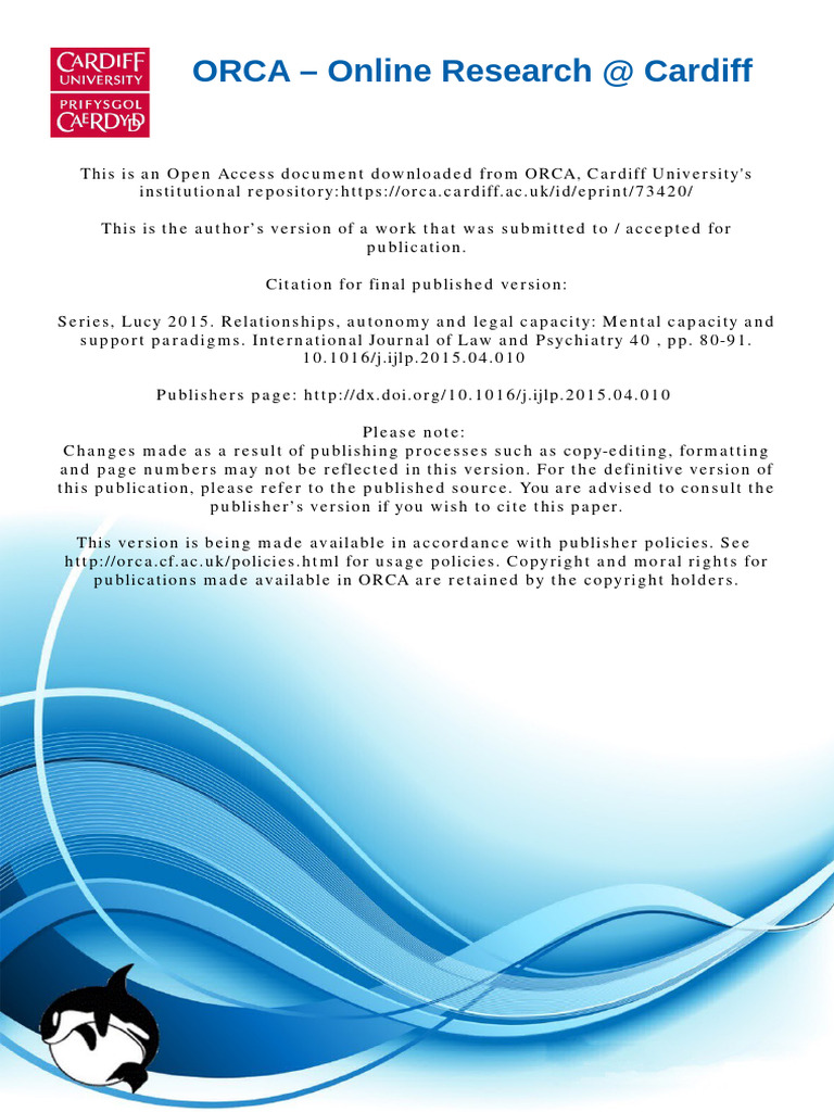 Series 2015 Relationships Autonomy and Capacity | PDF | Autonomy ...