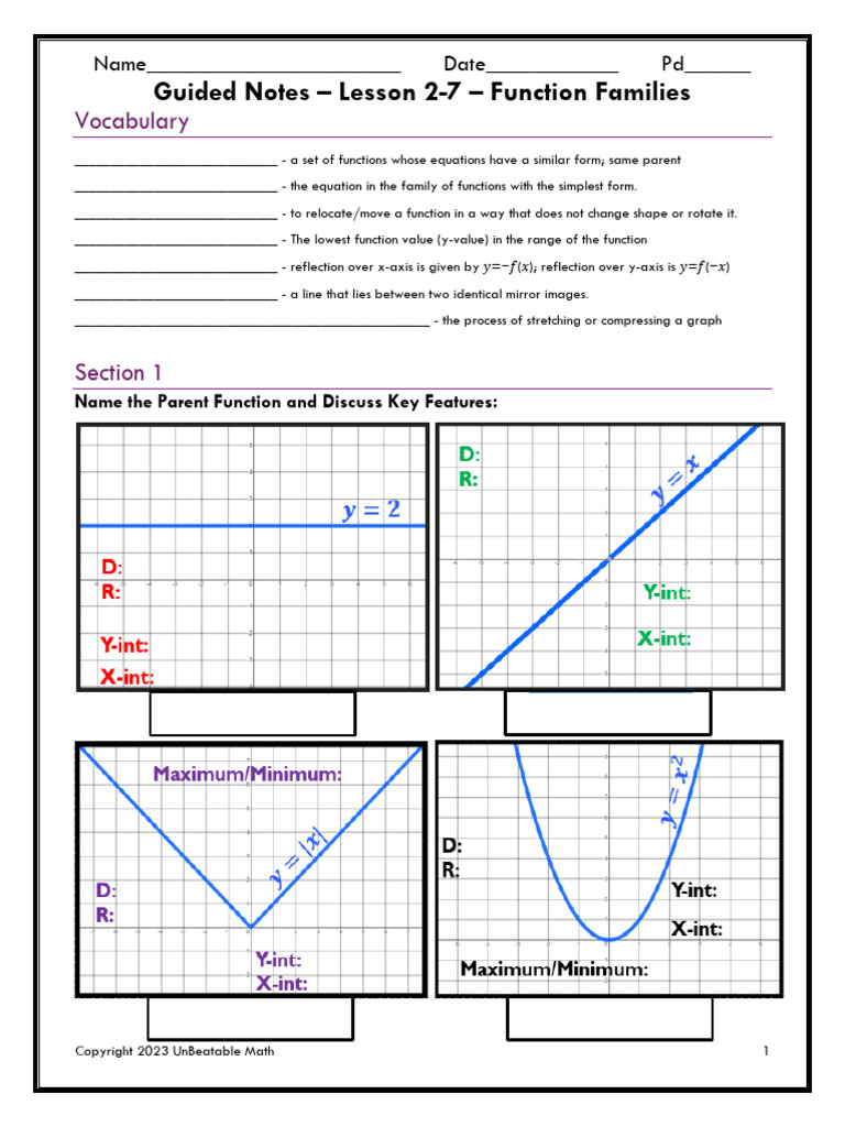 Function Families | PDF | Teaching Methods & Materials