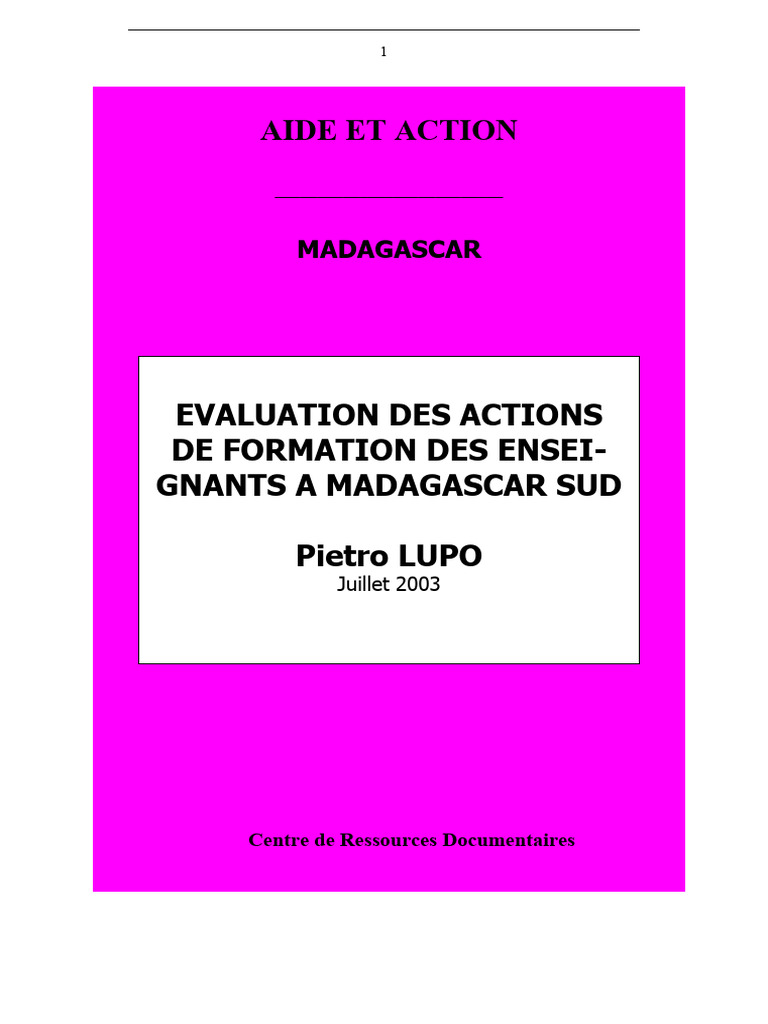 AeA - Evaluation Formations FLE A Madagascar | PDF | Langue française ...