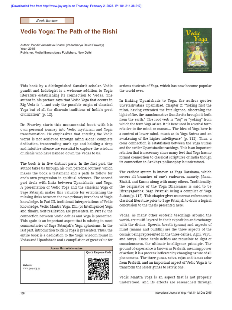 Vedic Yoga The Path of The Rishi | PDF | Yoga | Vedas