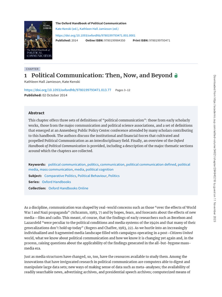 1 Political Communication: Then, Now, and Beyond: Kathleen Hall ...