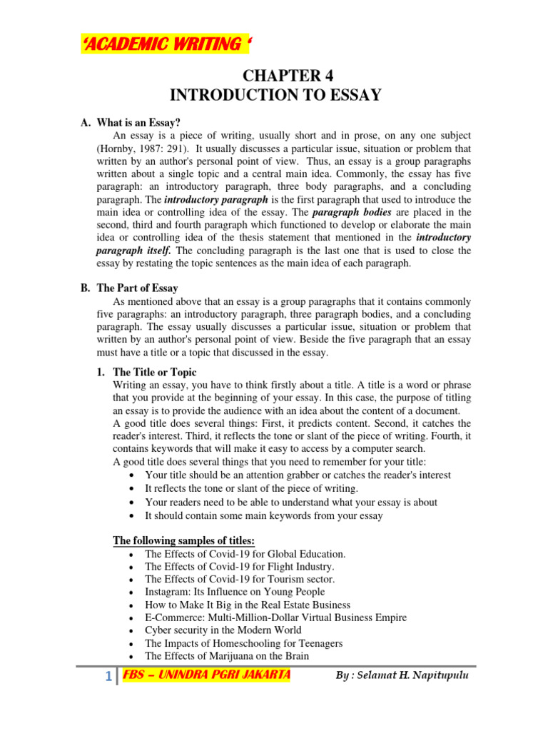 Advance Structure Essay Writing - Introduction To Essay | PDF