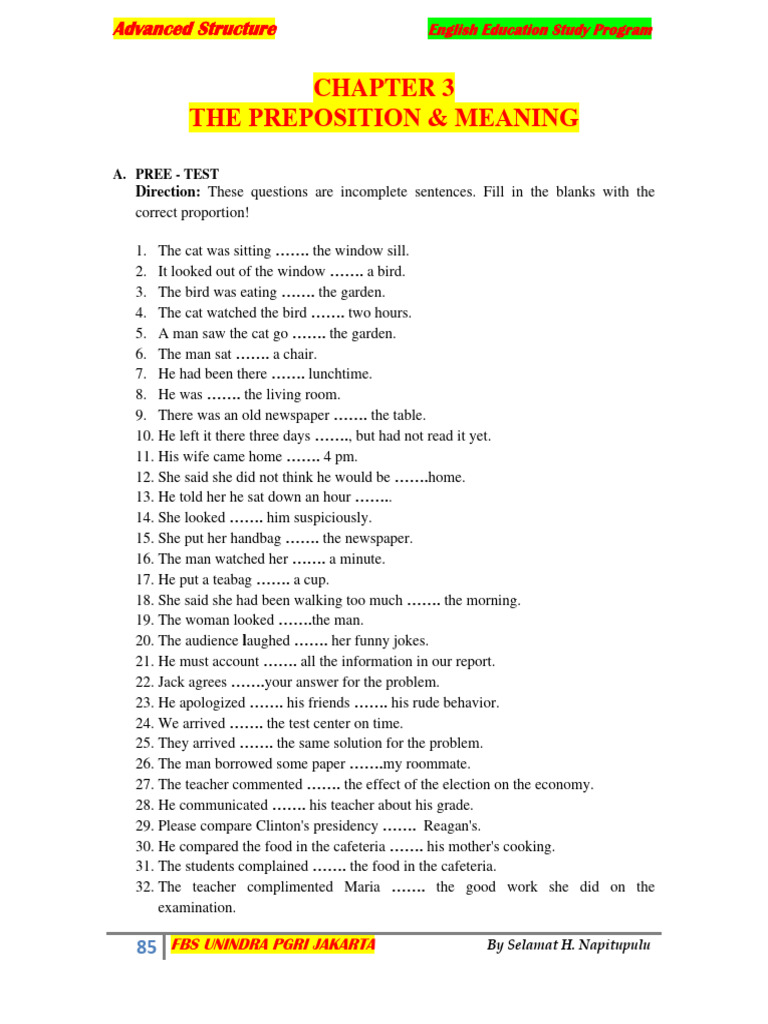 Advance Structure Unit 3 - Preposition - Meaning - Pert 4 | PDF | Cost Of Living | Idiom