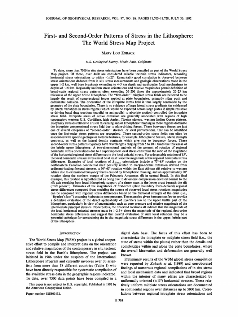 Zoback 1992 | PDF | Stress (Mechanics) | Fault (Geology)