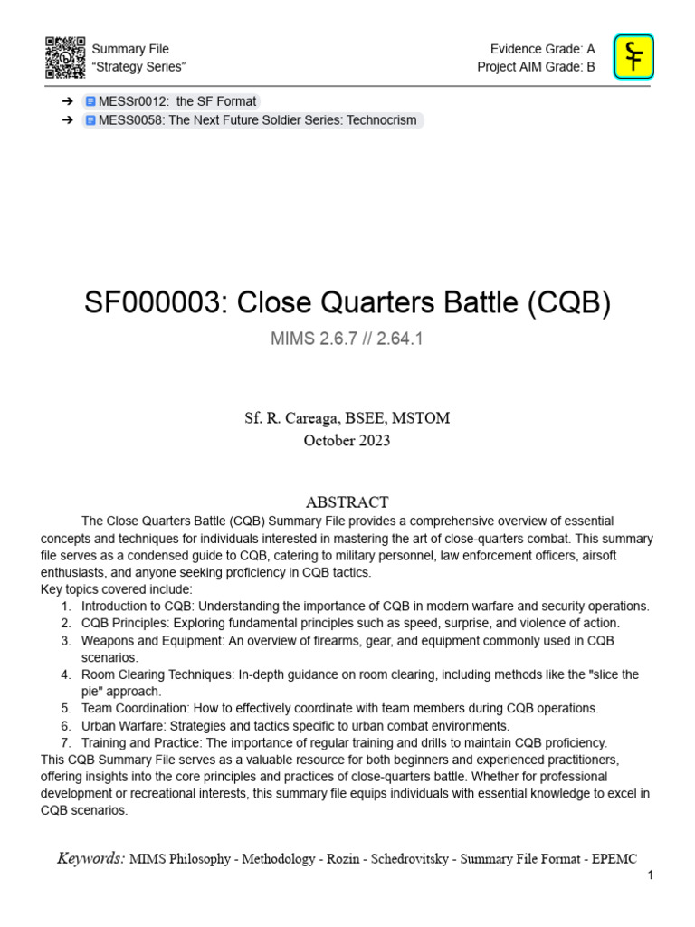 SF000003 Close Quarters Battle CQB | PDF | Telescopic Sight | Communication