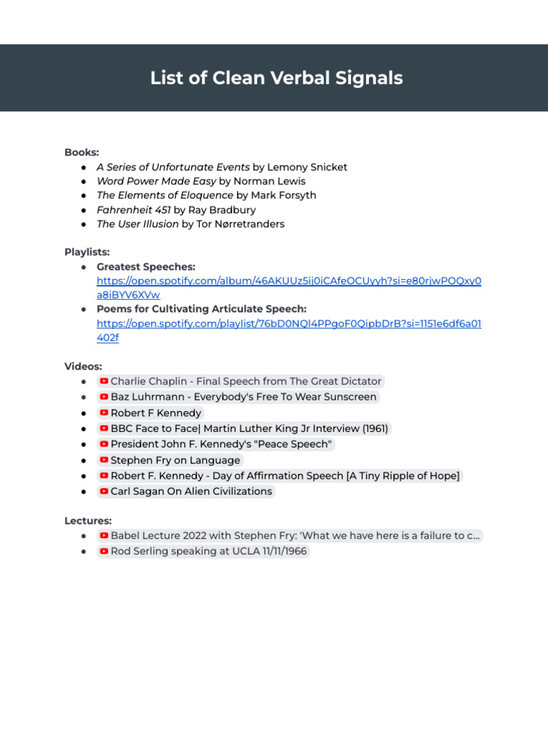 Clean Verbal Signals | PDF